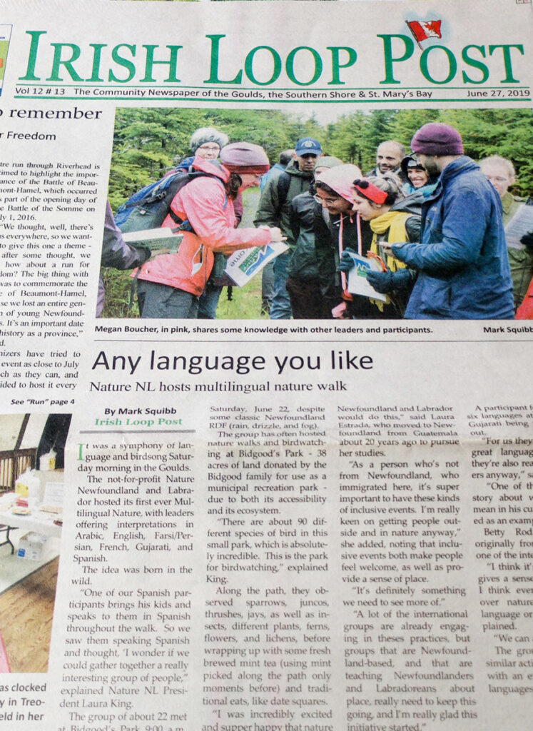 Irish Loop Post highlights Nature NL multilingual hikes - Nature NL